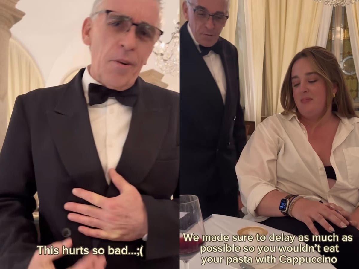 Italian waiter refuses to serve woman a cappuccino until she finishes ...